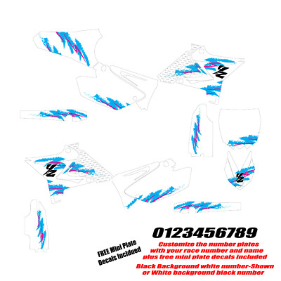yz125 yz250 Retro Graphic kit for UFO Restyle 90s retro white / cyan ...