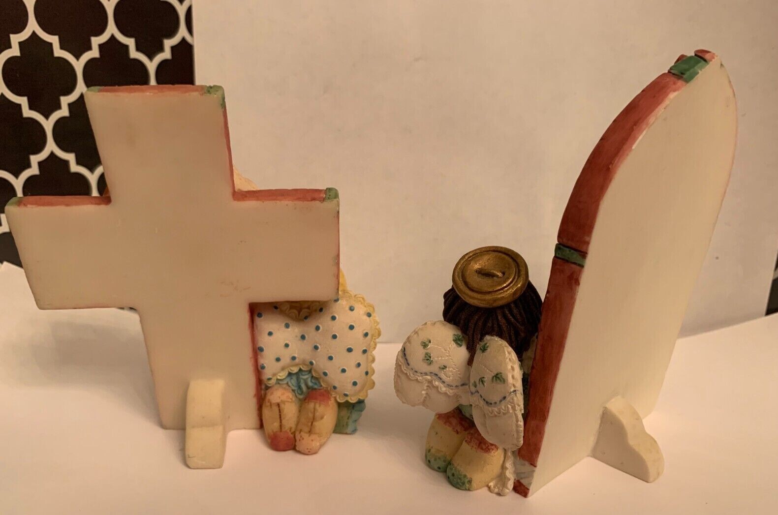 Enesco Mary Rhyner 1997 praying angels set of 2 ceramic figurines 4" H ...