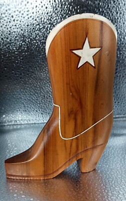 Vintage 1943 Hand-carved Wooden Cowboy Boot Lone Star Souvenir Rapid ...
