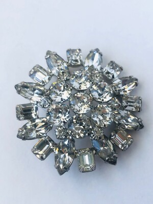 Vintage Weiss Icy White Rhinestone Brooch 22.9g Signed | eBay