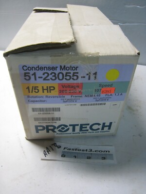 PROTECH 51-23055-11 Condenser Motor 1/5 HP 208-230/1/60 (1075 RPM/1 ...