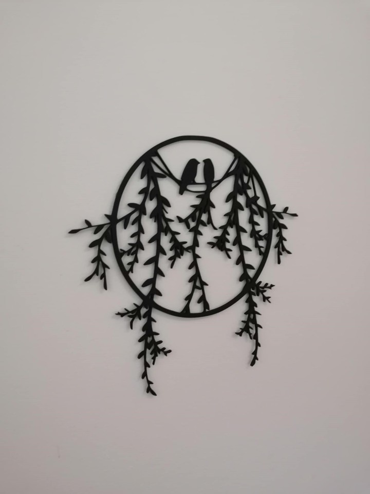 Willow Circle Bird Silhouette Wall Art – Black PLA – Romantic Nature ...