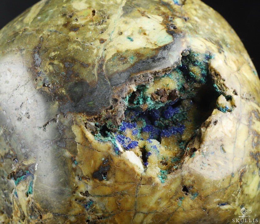 Gemstone 5.1" Azurite & malachite Carved Crystal Skull,Super Realistic ...