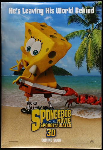 Original SPONGEBOB MOVIE SPONGE OUT OF WATER 48X70 HUGE Bus Shelter ...