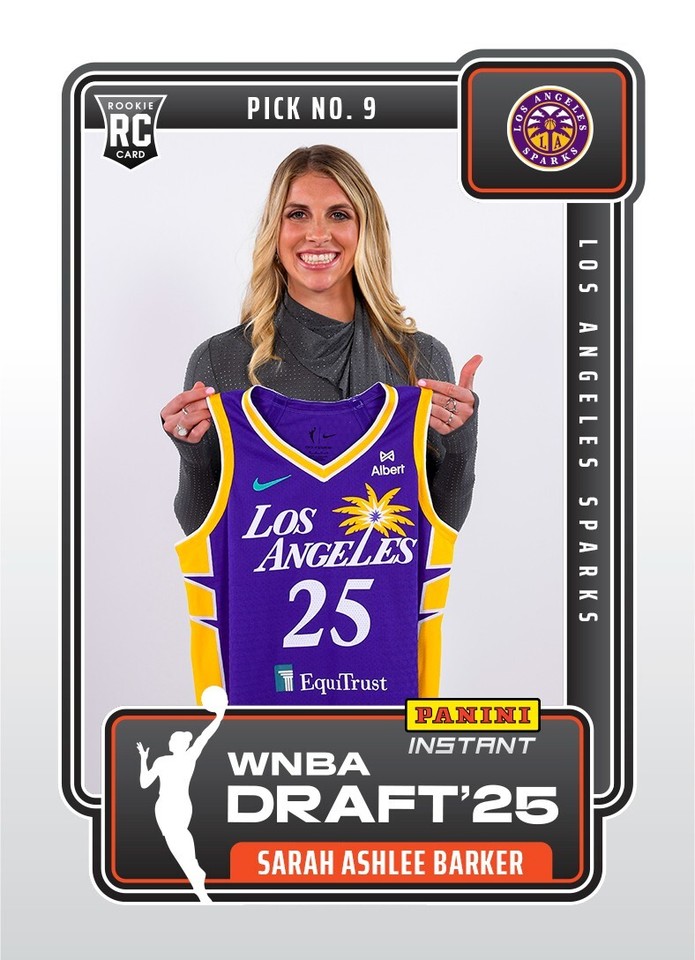 2025 PANINI INSTANT #DN-8 RC SARAH ASHLEE BARKER WNBA DRAFT 9'th PICK ...