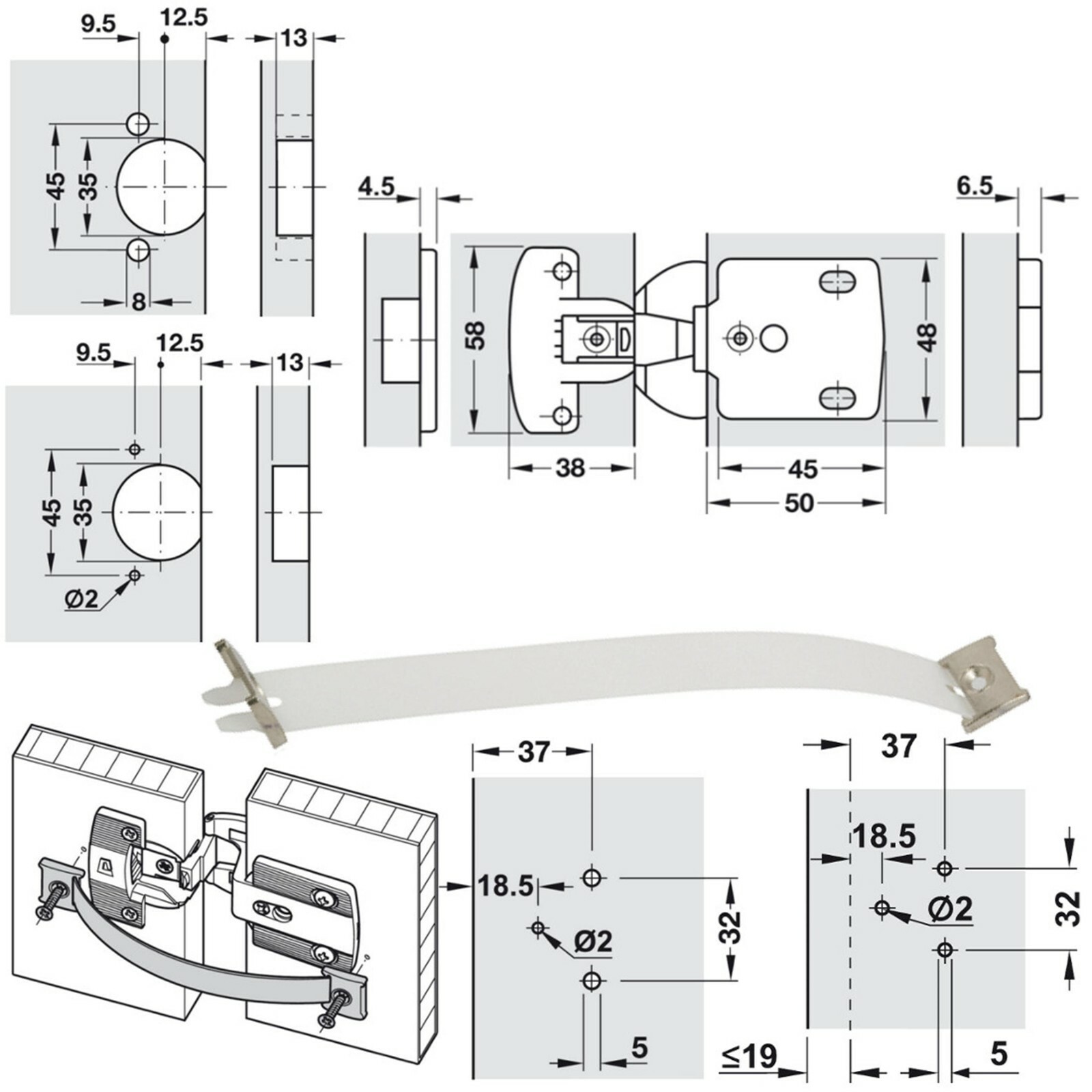Hafele Aximat 300 Exposed Axle Single Pivot Door Hinge Arm & Cup 180 ...