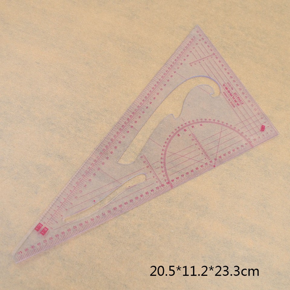 Plastic Measure Clothes Ruler 90 Degree Triangle Scale 1:3 1:4 1:5 ...