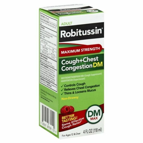 Robitussin Maximum Strength Cough and Chest Congestion DM Cough Syrup ...