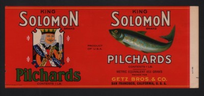 King Solomon Pilchards can label - Original Old Vintage fish label | eBay