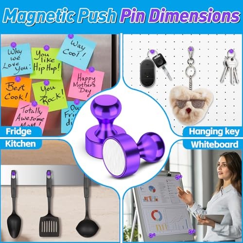 18 PCS Refrigerator Magnetic Push Pins, Metal Fridge Magnet for 18pack ...