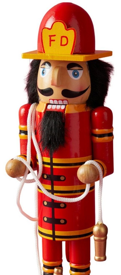 Wooden Christmas Nutcracker, 14", FIREFIGHTER WITH HOSE & FIRE ...