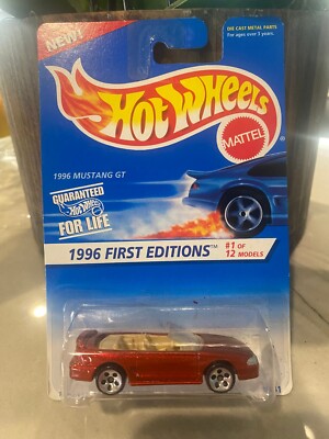 1996 Hot Wheels #378 First Editions 1/12 1996 MUSTANG GT Red w/Chrome 5 ...