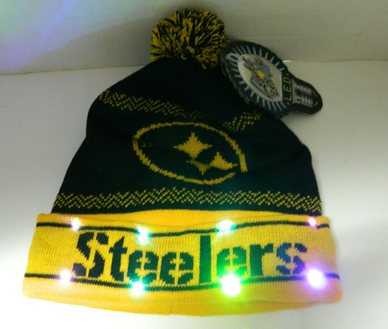 Pittsburgh Steelers FOOTBALL KNIT Hat LED Light Up Winter Pom Beanie Cap NWT NFL | eBay