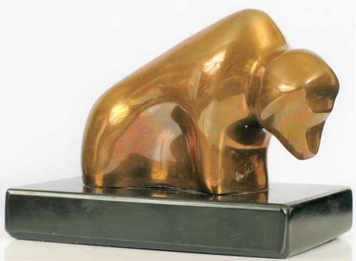 EXQUISITE LEO SCHIMANSZKY ABSTRACT BUFFALO BRONZE SCULPTURE MID CENTURY ...