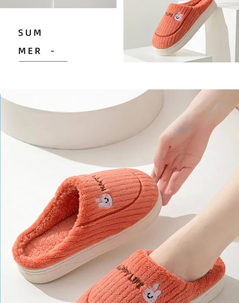 Short Plush Warm Indoor Casual Soft Soled Cotton Slipper Non-slip Shoe ...