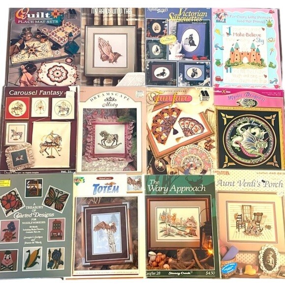 Lot of 12 Counted Cross Stitch Pattern Books Leaflets | eBay