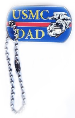 Marine Corps Lapel Pin USMC DAD" on ID Dog Tag Shape w Crest 1 1/4 ...