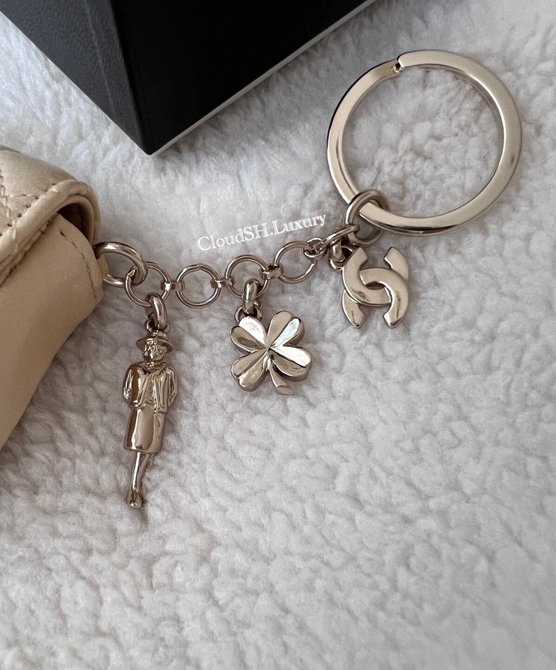 Auth Chanel Beige Mini Flap Bag Key Ring Bag Charm - Excellent ...