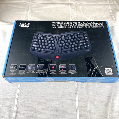 Adesso Tru-Form Media 3150 Wireless Ergo Mini Trackball Keyboard ...
