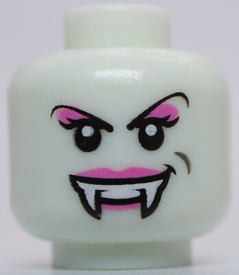 Lego Glow in Dark Female White Minifig Head Dual Sided Alien Fangs Lady ...