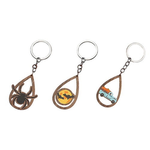 Halloween Keychain Pumpkin Ghost Spider Bat Pendant Water Drop Keyring ...