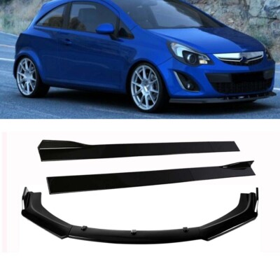 For Vauxhall Corsa Front Lip Bumper Spoiler Splitter + 2m Side Skirts ...