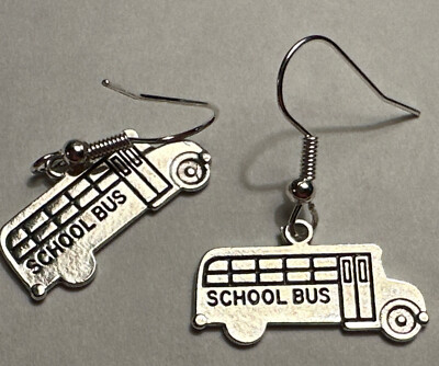 School Bus Teacher Principal Silver Drop Hook Earrings Jewelry (Case 4 ...