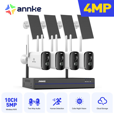 ANNKE 4MP WIFI Color Solar Battery Security Camera System 16CH NVR Two ...