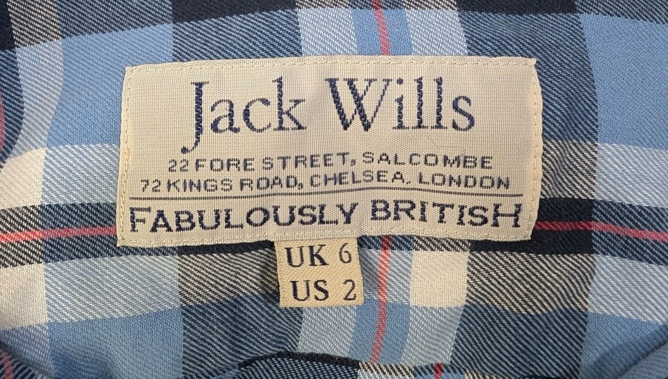 Jack Wills Top Classic Fit Long Sleeve Plaid Button Up Women's Size 2 ...