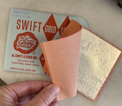 VINTAGE # 16 Karat Genuine Gold GILDING - 25 LEAVES ON PAPER in 3 3/8 ...
