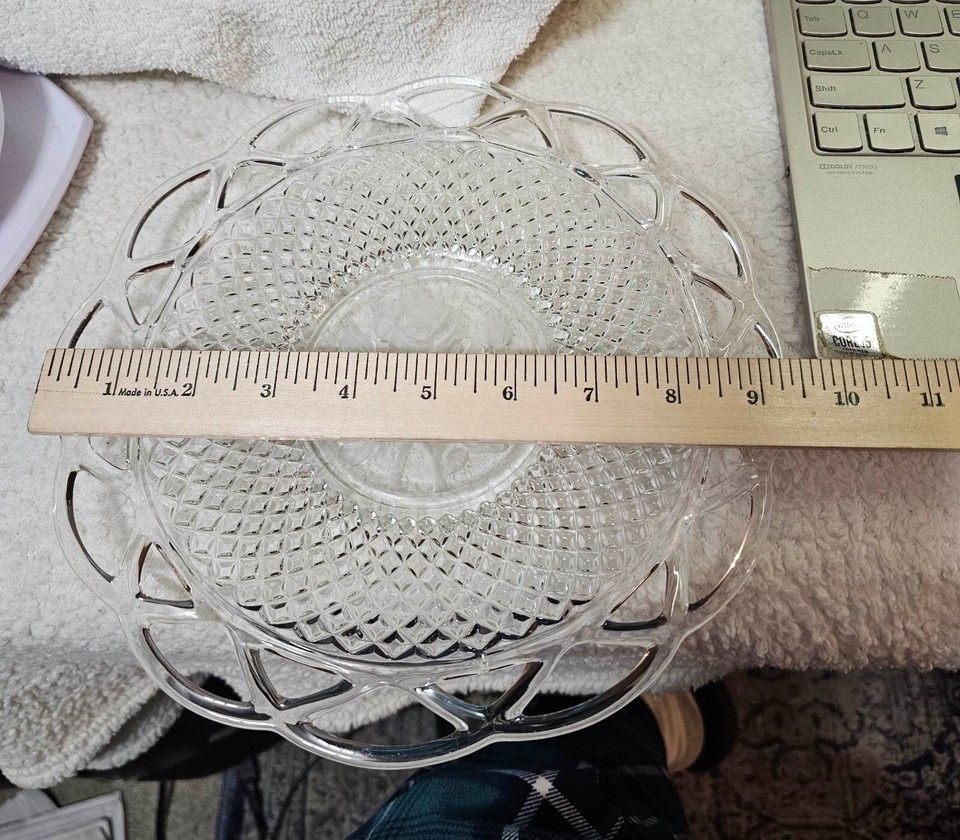 Imperial Glass-Ohio Laced Edge Rose Floral Frosted Clear Plate | eBay