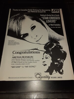 Barbra Streisand And Aretha Franklin Atlantic Records Promo Poster Ad ...