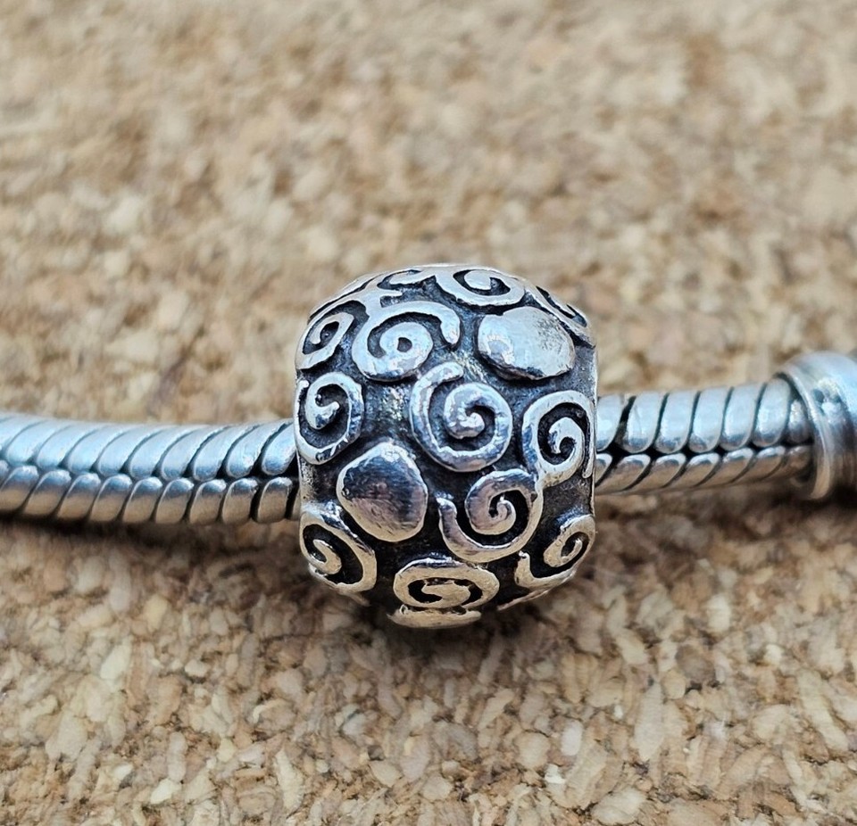 Authentic Pandora Swirls And Spots Sterling Silver Charm Bead S925 ALE ...