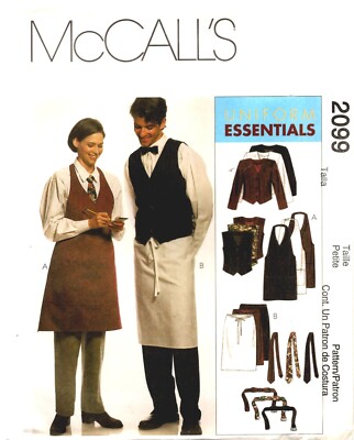 McCall's 2099 Waiter Waitress Uniforms Essentials Sewing Pattern Uncut ...