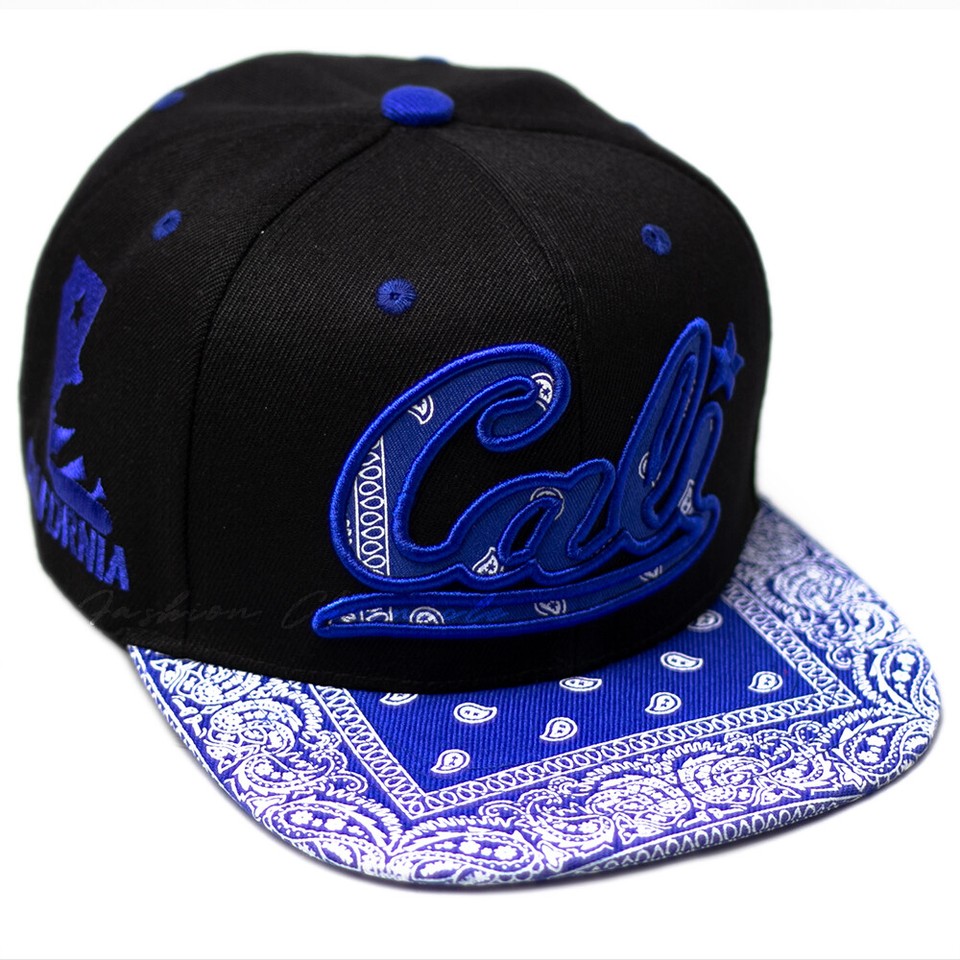 Baseball Cap Snapback Adjustable Flat Bill Hip Hop CALI Bandana Paisley ...