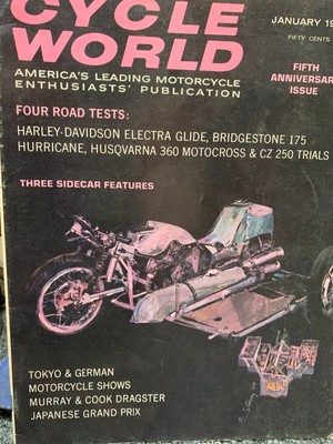 1967 Cycle World Magazine HD Electra Glide Bridgestone Husqvarna CZ VMX ...