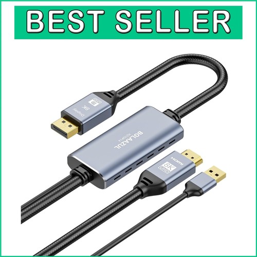 8K HDMI to DisplayPort Converter Cable - 2M, USB-Powered for Gaming ...