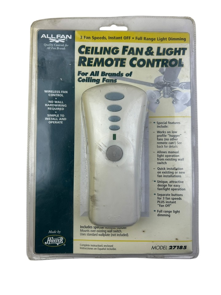 Genuine Hunter All Fan 27185 Universal Ceiling Fan & Light Remote ...