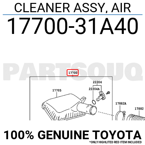 1770031A40 Genuine Toyota CLEANER ASSY, AIR 17700-31A40 | eBay