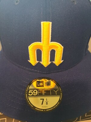 Hat Club Exclusive Seattle Mariners - Size 7 1/8 Blue / Yellow Trident ...