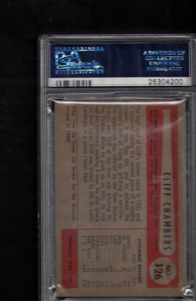 1954 BOWMAN PSA 8 CARDINALS CLIFF CHAMBERS #128 | eBay