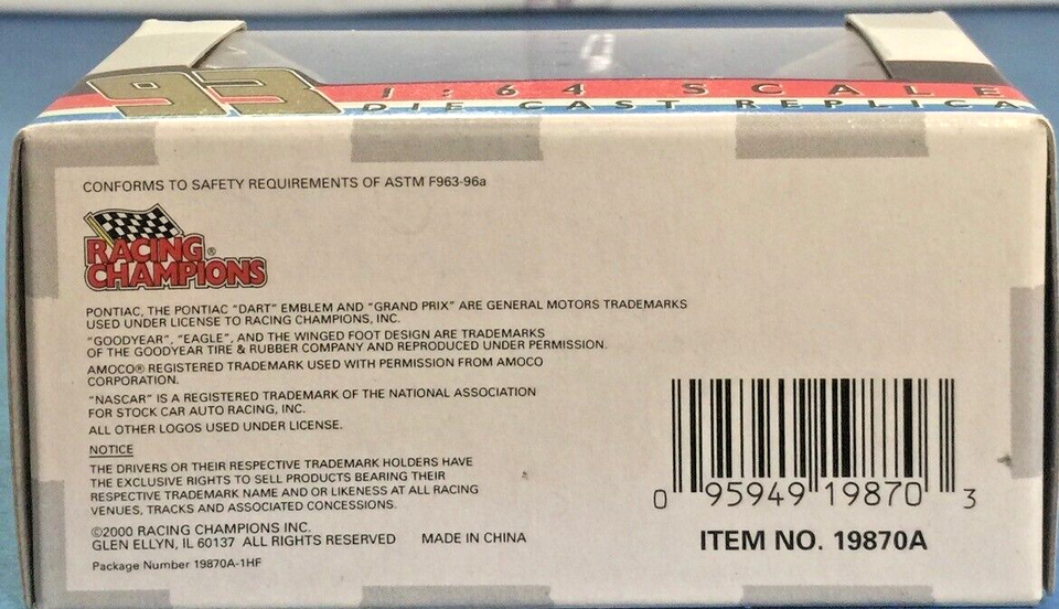 2000 Amoco Racing Champions Dave Blaney Nascar #93 Die Cast Stock Car 1 ...