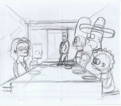 Simpsons Family Original Art Animation Production Pencils Rough Comps ...