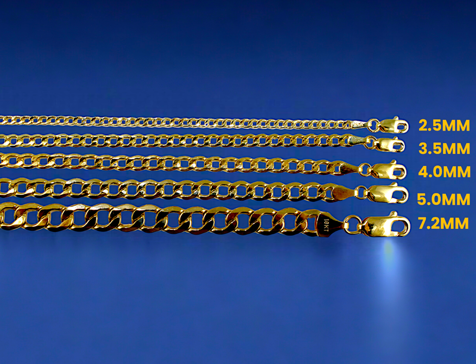 10K Yellow Gold Curb Cuban Chain Link Necklace Real Gold 2mm-8mm 16"-30 ...