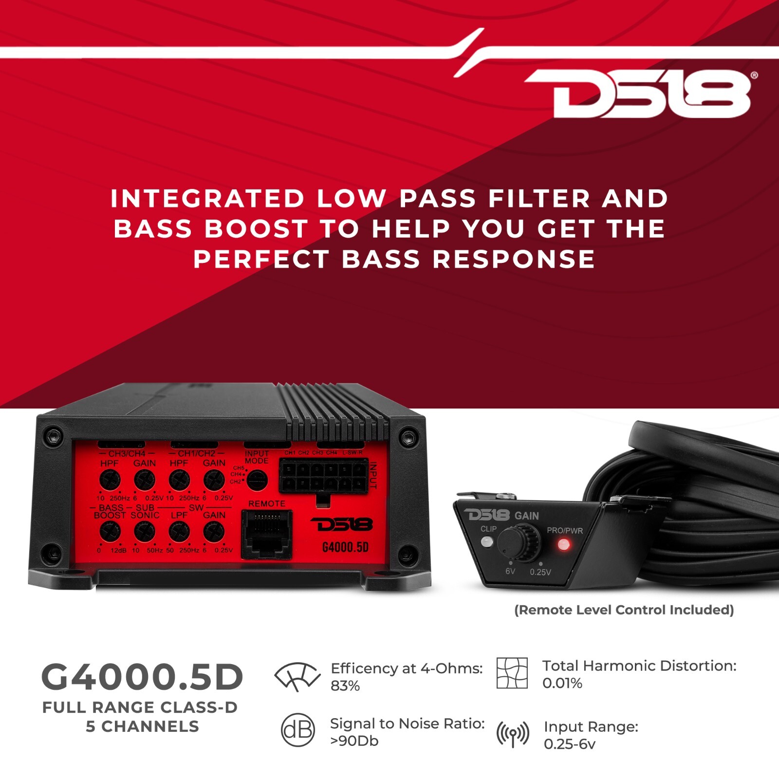 DS18 G4000.5D Car Audio Amplifier 5-Channel 4000 Watts GEN-X Class D ...