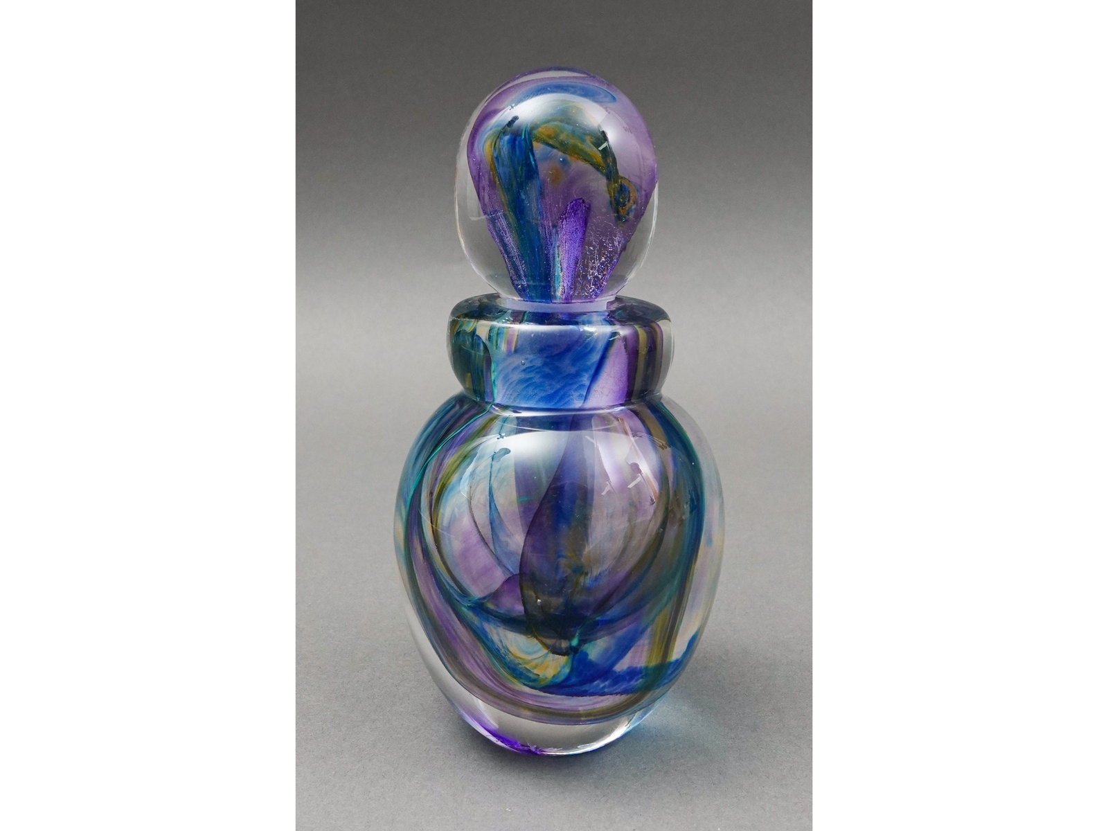 Andrew Shea Signed Hand Blown Art Glass Swirl Perfume Bottle With ...