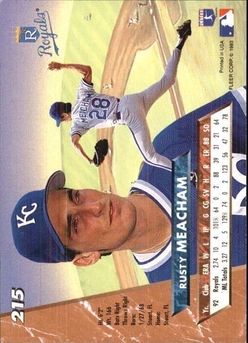 1993 Ultra Baseball Card #215 Rusty Meacham | eBay