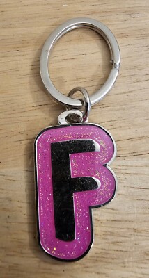 Vintage Monogrammed F Pink And Silver Color Keychain Key Ring | eBay