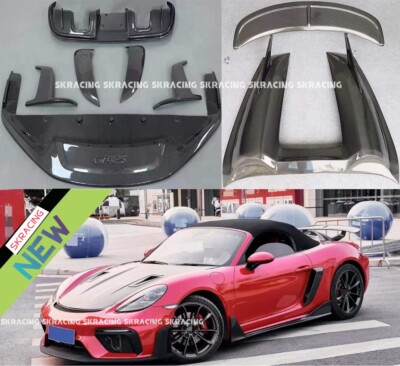 For Porsche 718 Boxster Real Carbon Fiber hood Side Skirt Front Rear ...