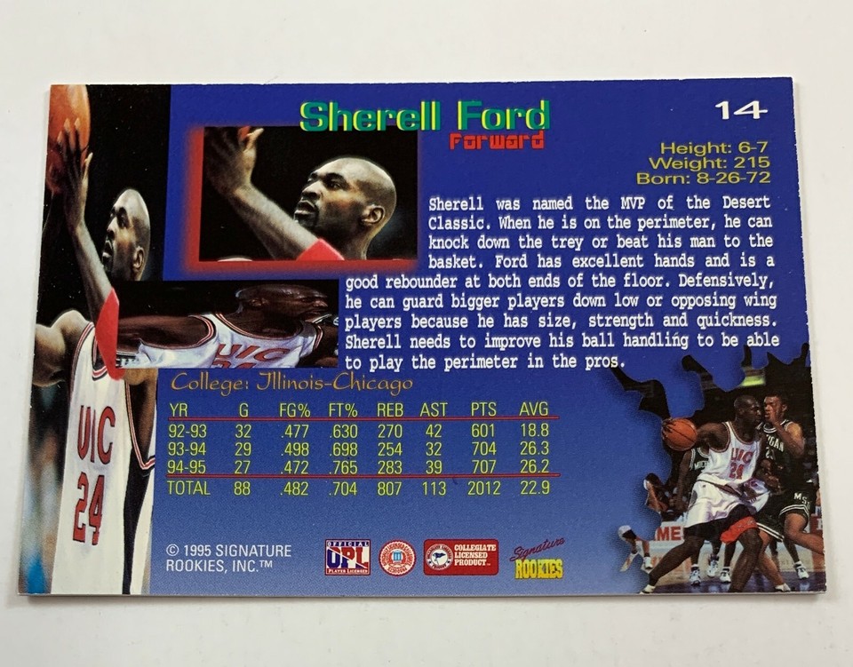 1995 Signature Rookies Sherell Ford Draft Day '95 308/7750 BA3 | eBay